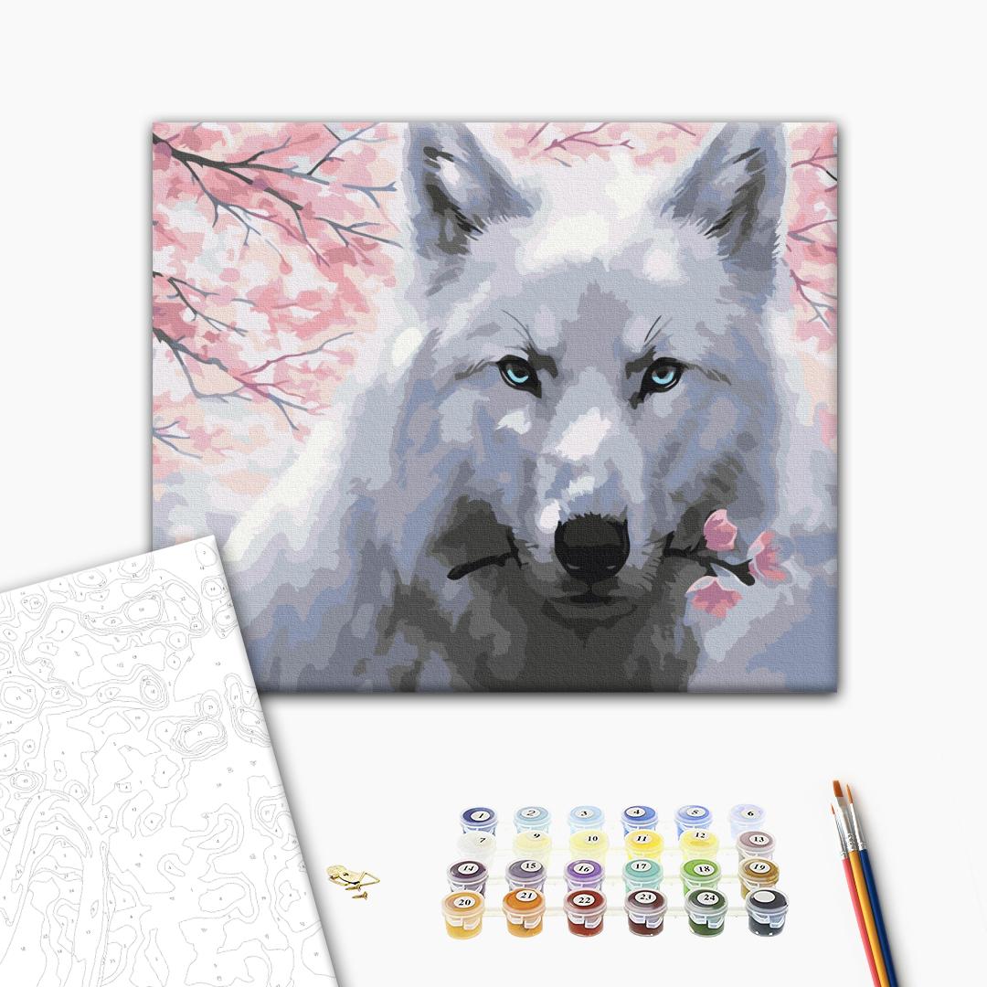 Painting by numbers Wolf with a flower